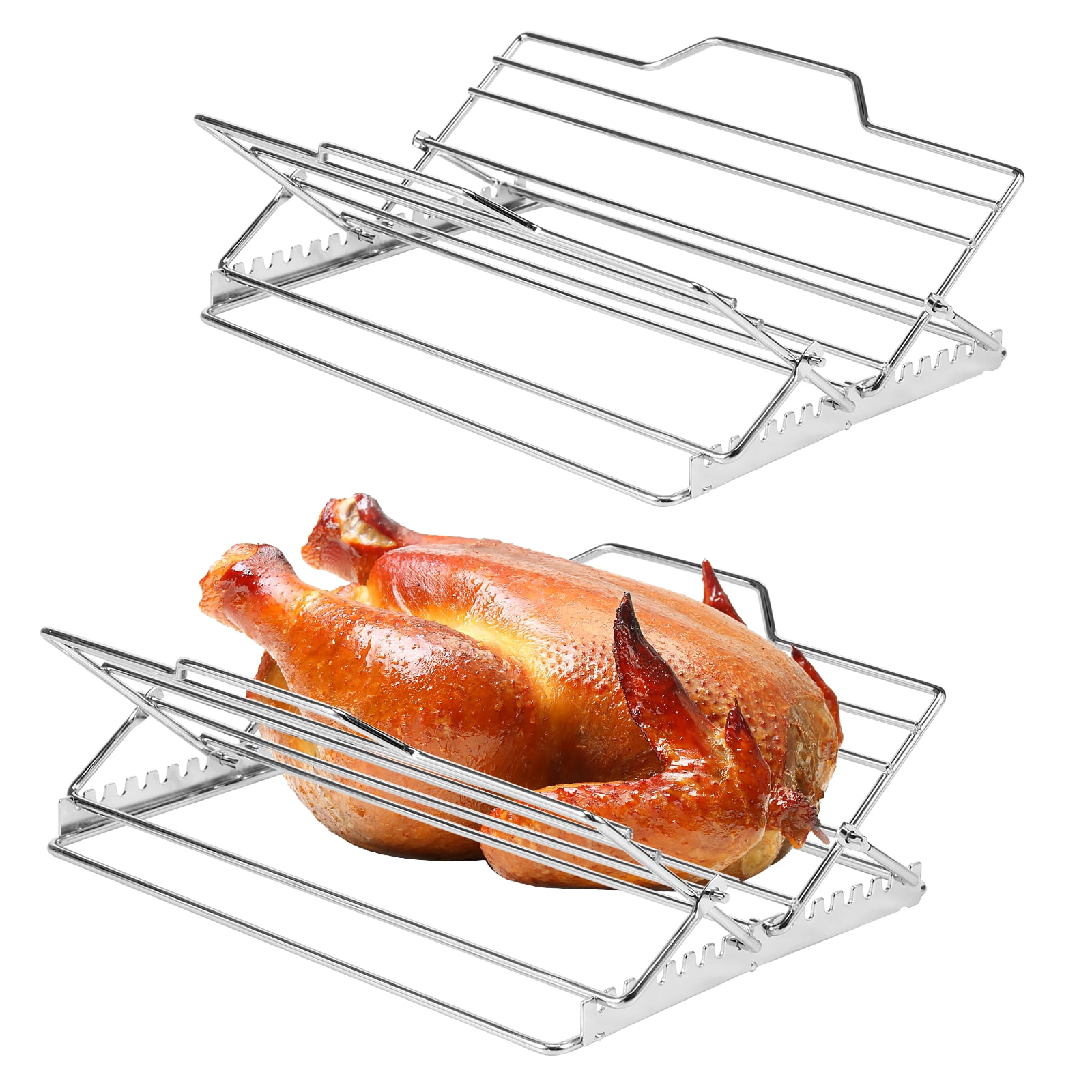Turkey Chicken Roasting Rack Universal Easy to Clean Rib Roasting Racks ...