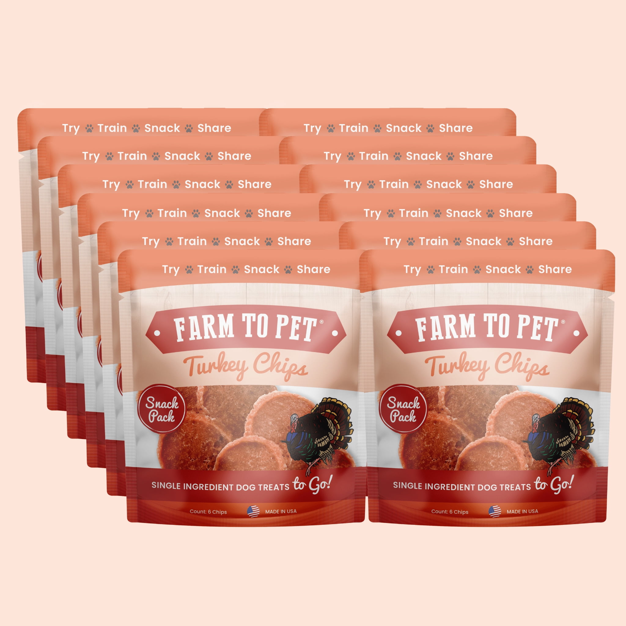 Farm to Pet Turkey Chip Snack Pack Bundles, 12 Pack of Dog Treats ...