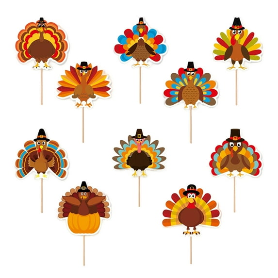 Turkey Cupcake Toppers Thanksgiving Food Picks Cake Decorations For ...