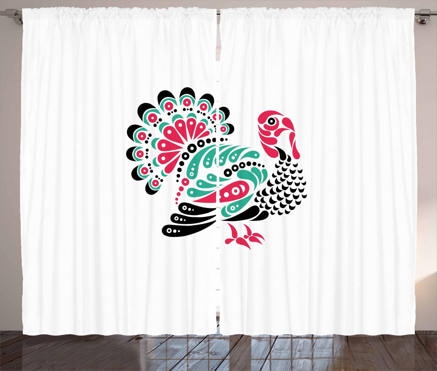 Ambesonne Turkey Curtains 2 Panel Set, Thanksgiving Animal, 108" x 84 ...