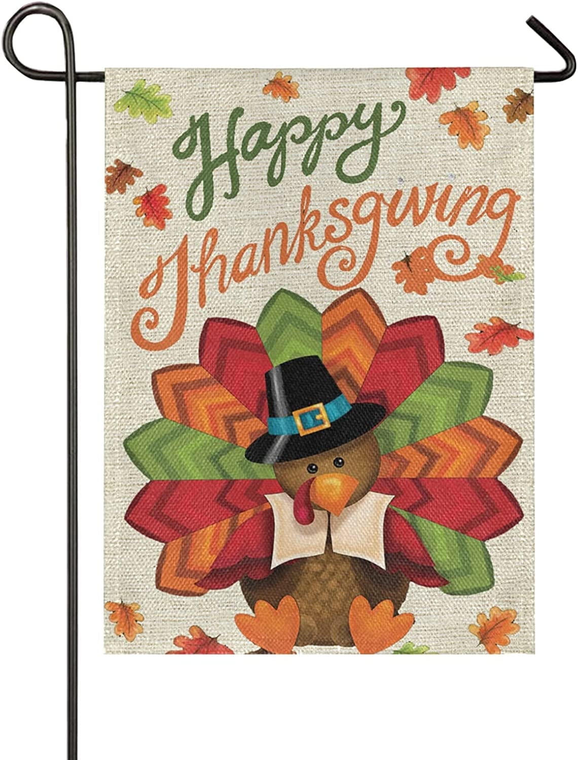 Turkey Fall Burlap Welcome Large Garden Flag Double Sided 28 x 40 Inch ...