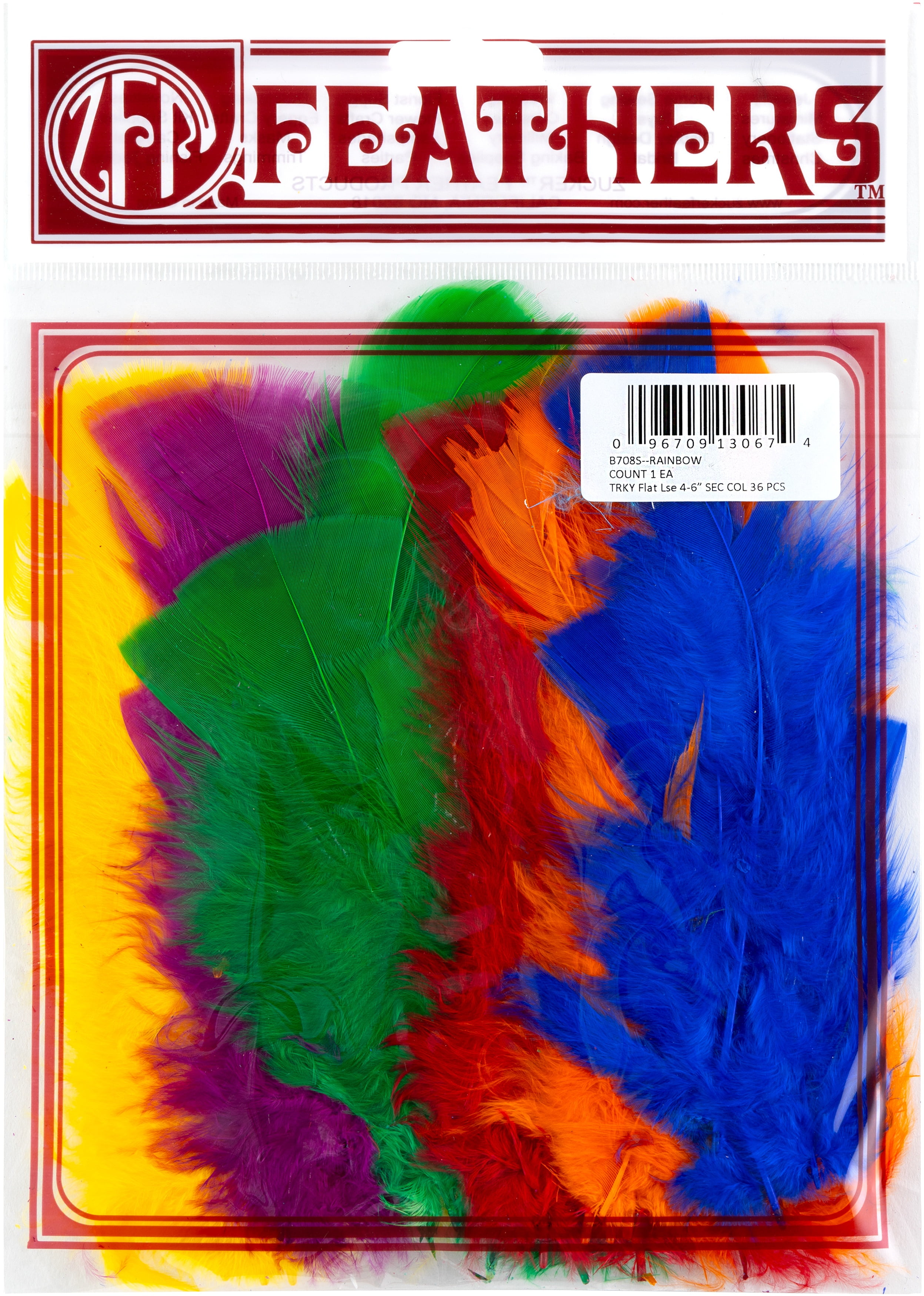 Zucker Turkey Flat Feathers, 36 Pack, Rainbow Colors, Ideal for Crafts ...