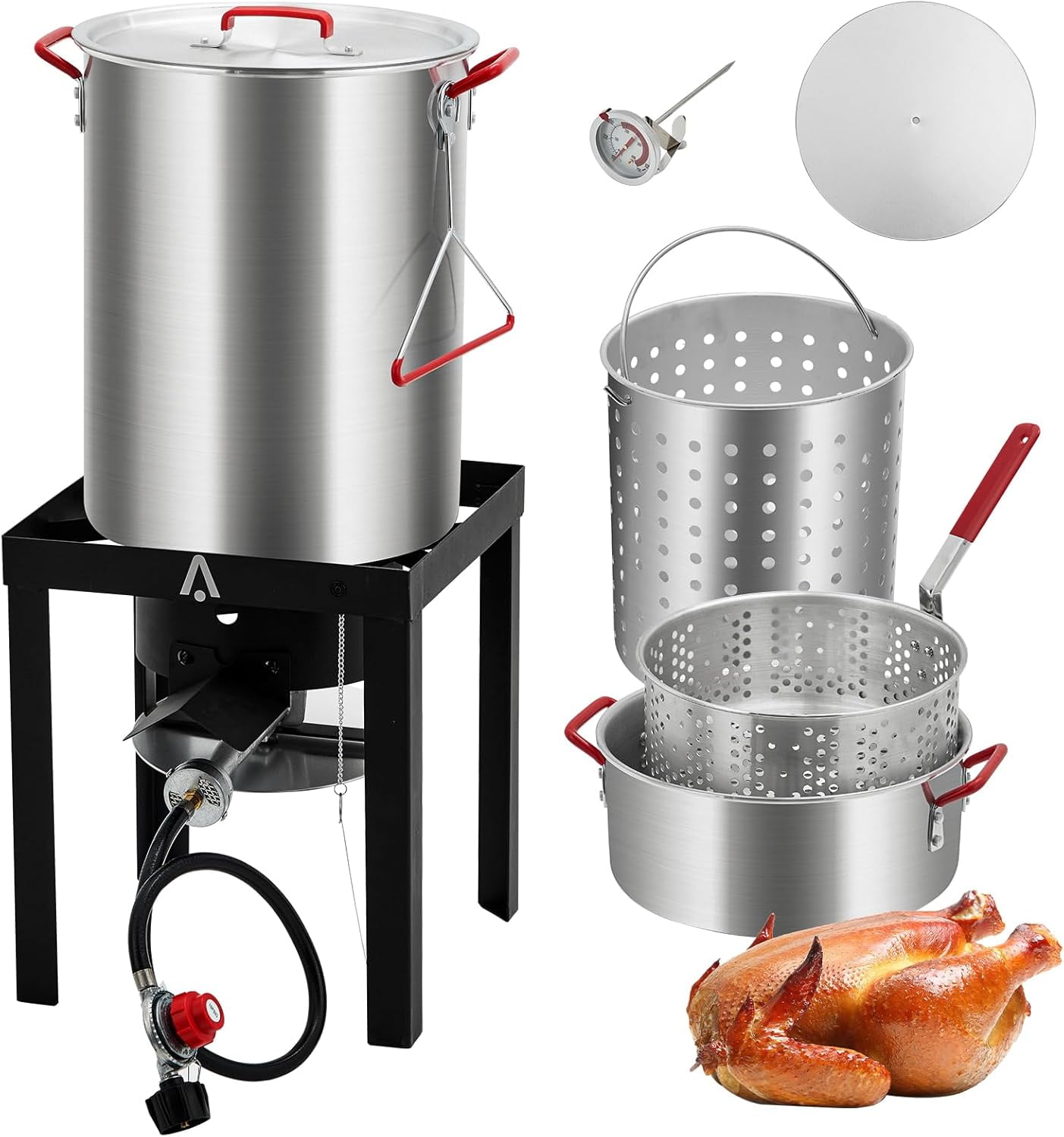 Turkey Fryer 30 QT Cooker Set and 10 QT Kit, Aluminum Turkey Deep Fryer ...