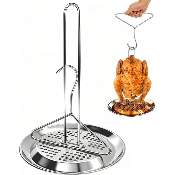 Turkey Fryer Rack Accessory Kit Vertical Chicken Roasting Stand with ...