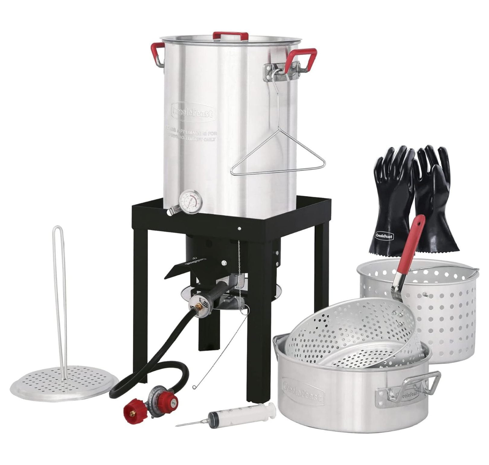 Turkey Fryer Set TF30TG, Aluminum Fish Boiler Steamer Kit with Heat ...
