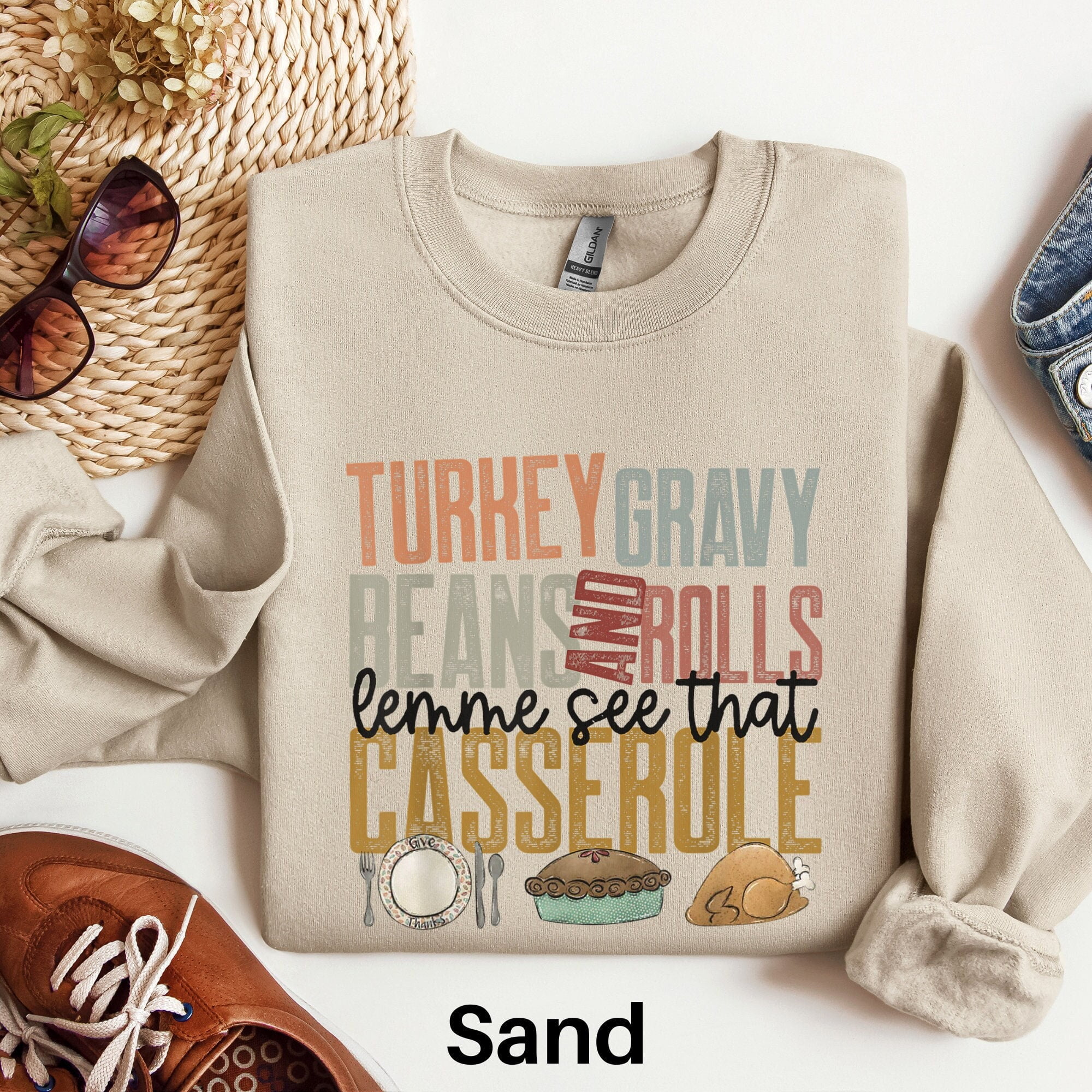 Turkey Gravy Beans and Rolls Let Me See That Casserole Sweatshirt ...