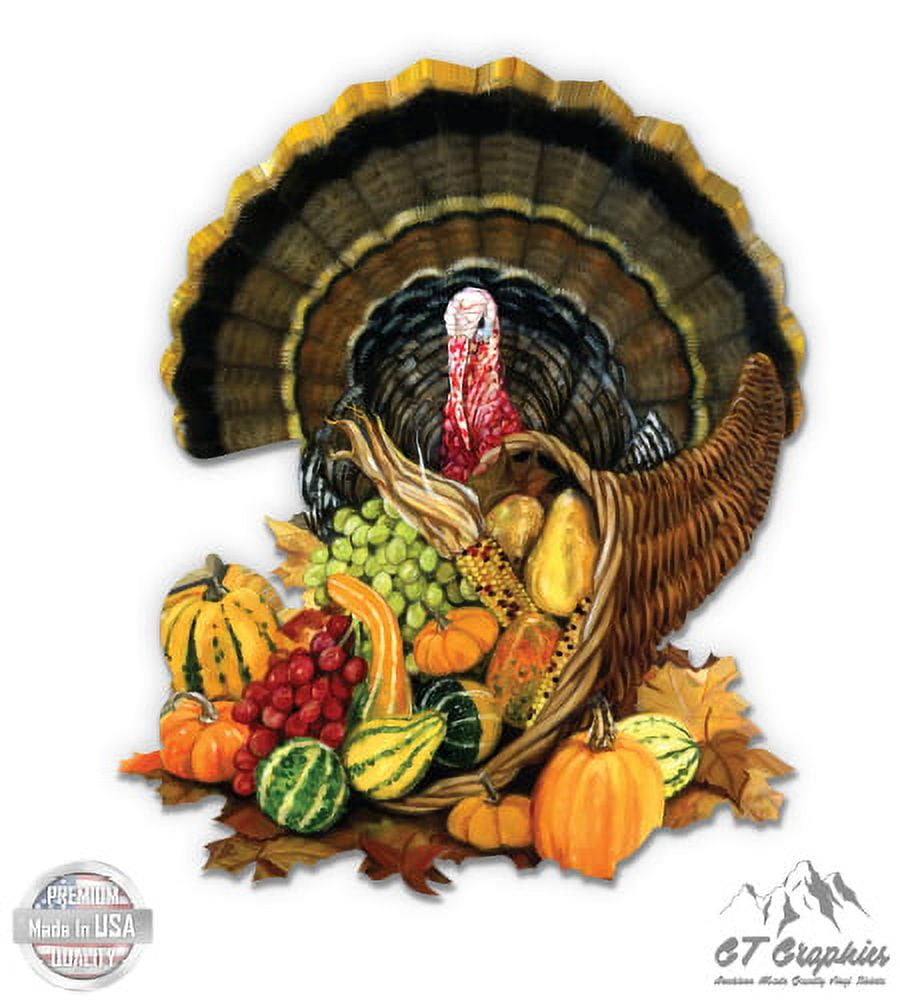 Turkey Harvest Thanksgiving - 3" Vinyl Sticker - For Car Laptop I-Pad ...