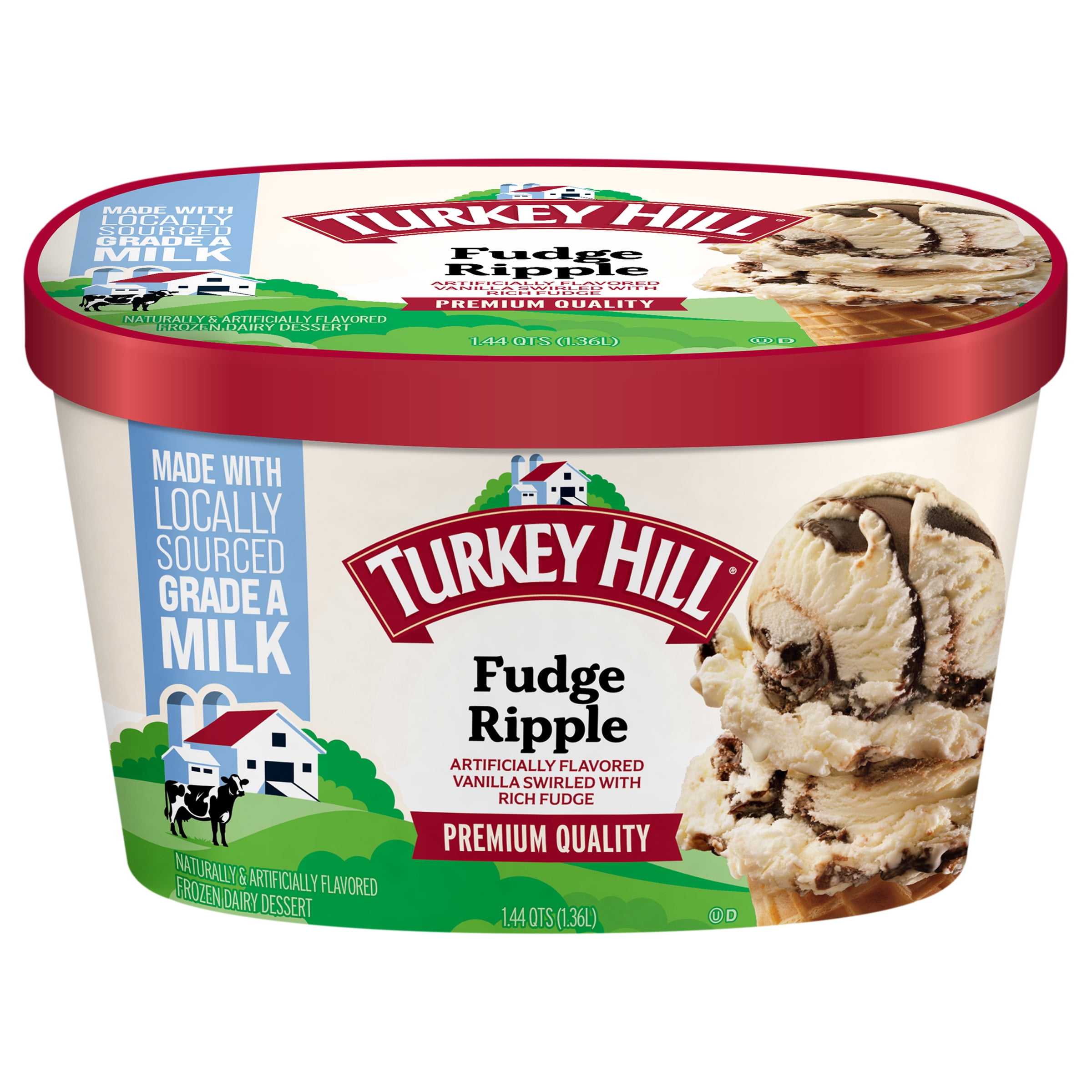 Turkey Hill Fudge Ripple Premium Ice Cream 46 fl oz with Rich Fudge ...