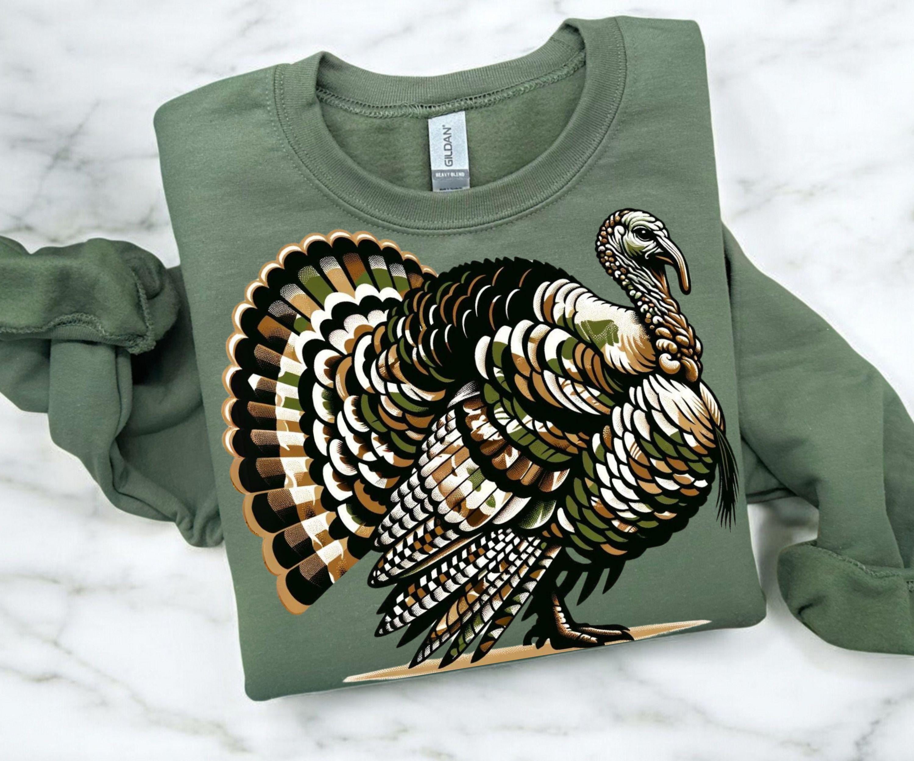 Turkey Hunting Sweatshirt Men Turkey Sweater Thanksgiving Crew Outdoor ...