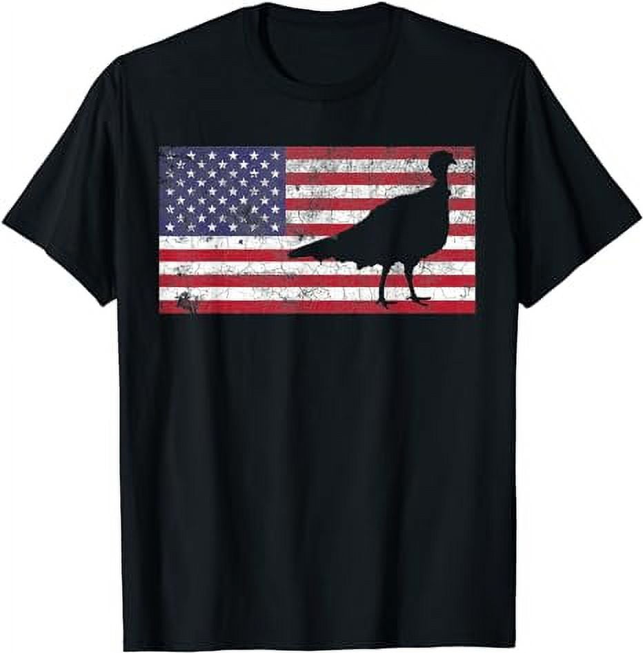 Turkey Hunting T Shirt American Flag USA 4th of July Bird - Walmart.com