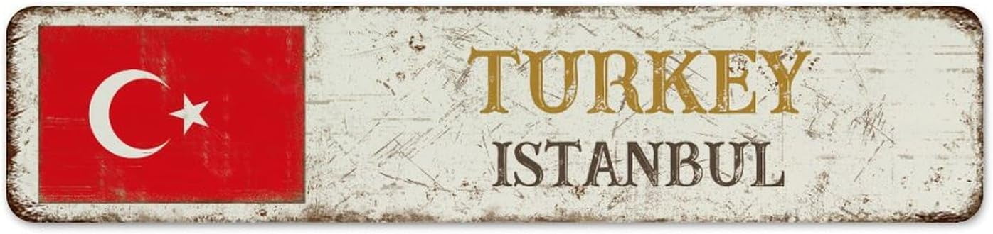 Turkey-Istanbul Flag City Street 4"x16" Metal Sign Custom Garden Garage ...