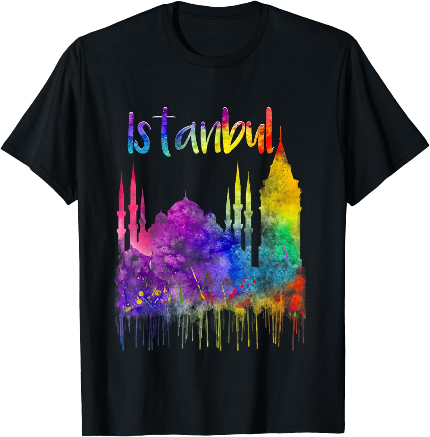 Turkey Istanbul Turkiye Turkish Lover Blue Mosque Painting T-Shirt ...