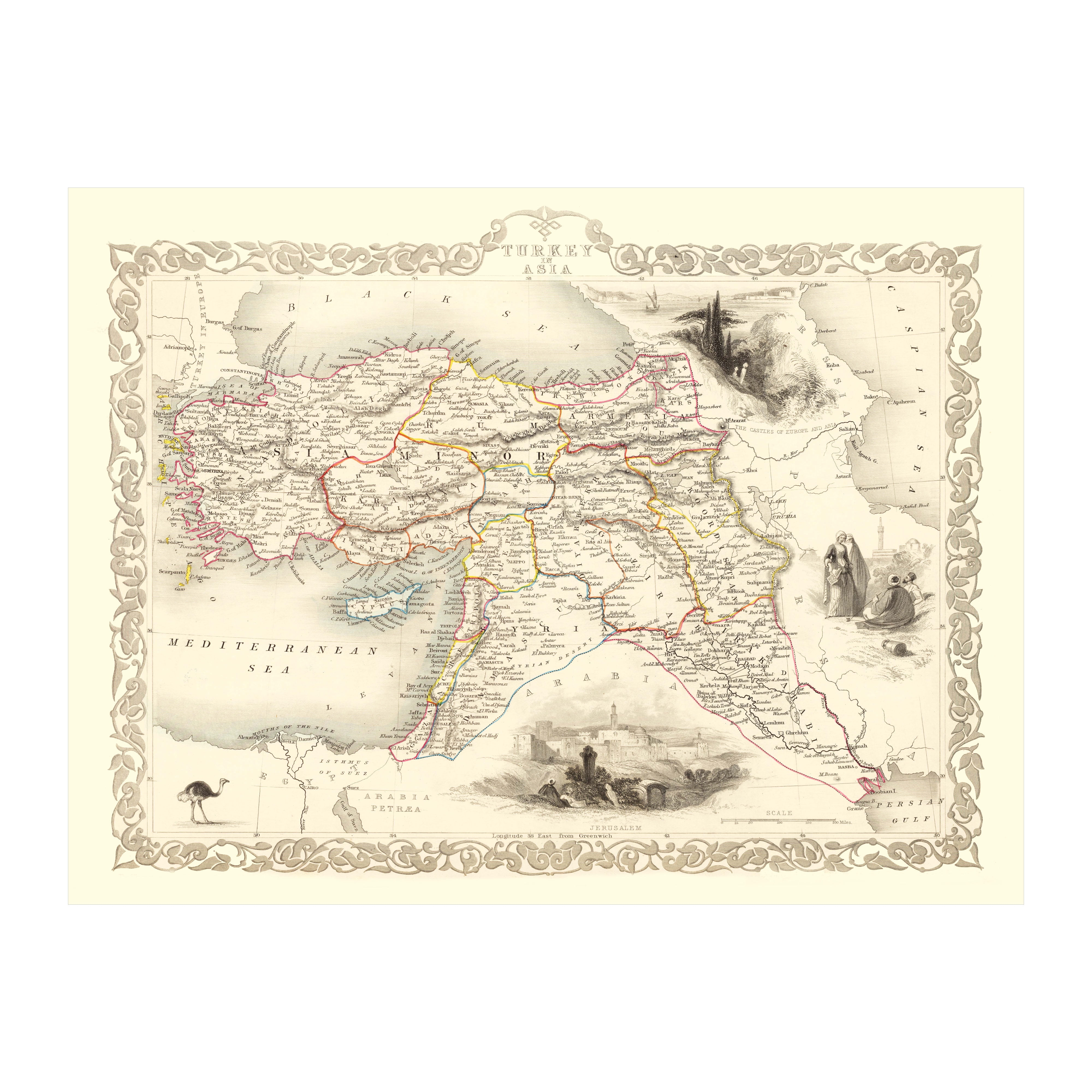 Turkey Map, 1851 Vintage Map of Turkey History Wall Decor Gift, Old ...