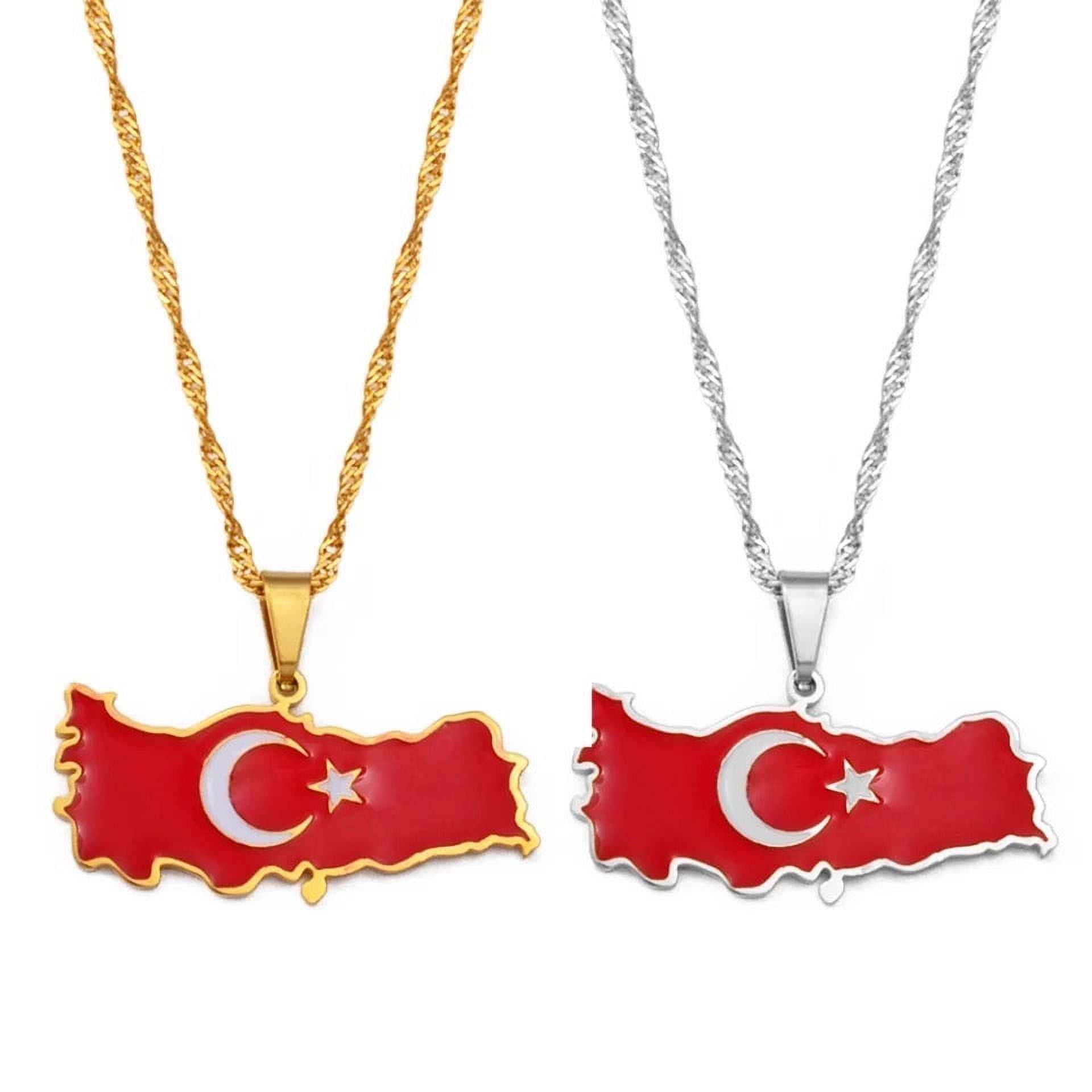 Turkey Map Flag Necklace Chain Pendant - Walmart.com
