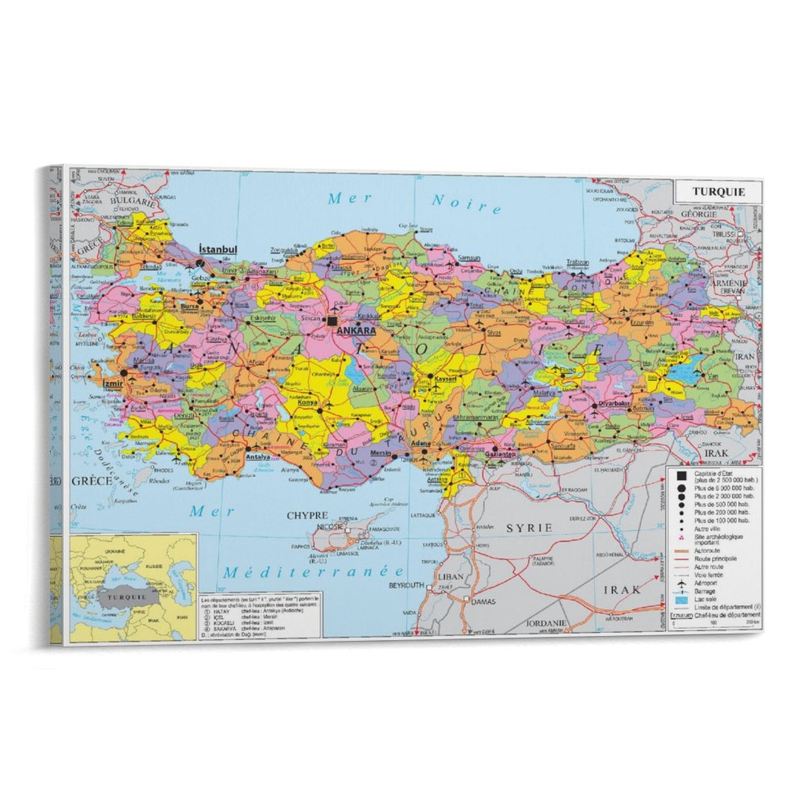 Turkey Map Posters Artworks Canvas Poster Room Aesthetic Wall Art ...