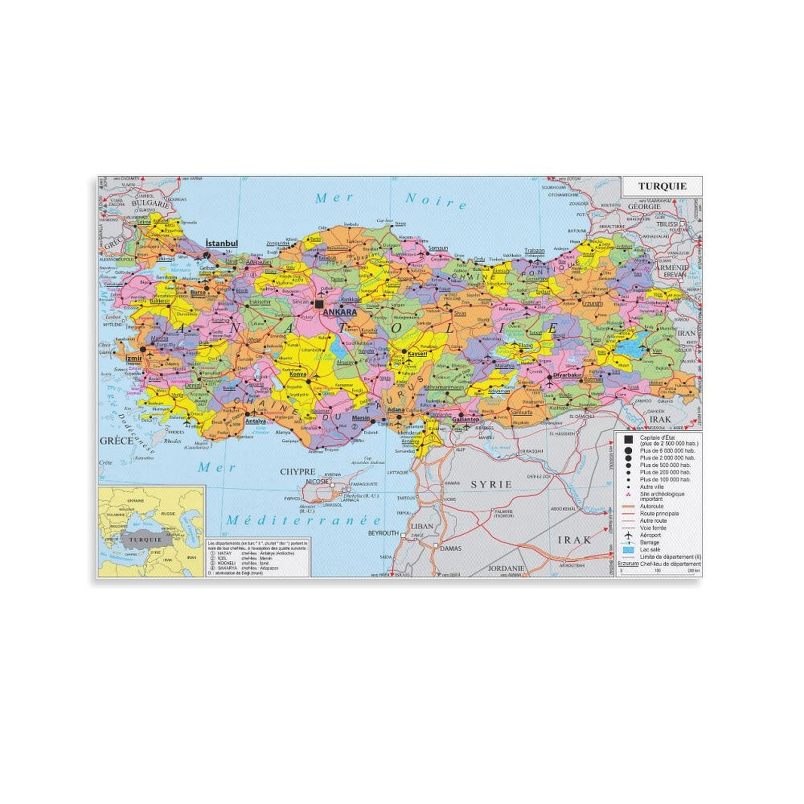 Turkey Map Posters Canvas Art Poster and Wall Art Picture Print Modern ...