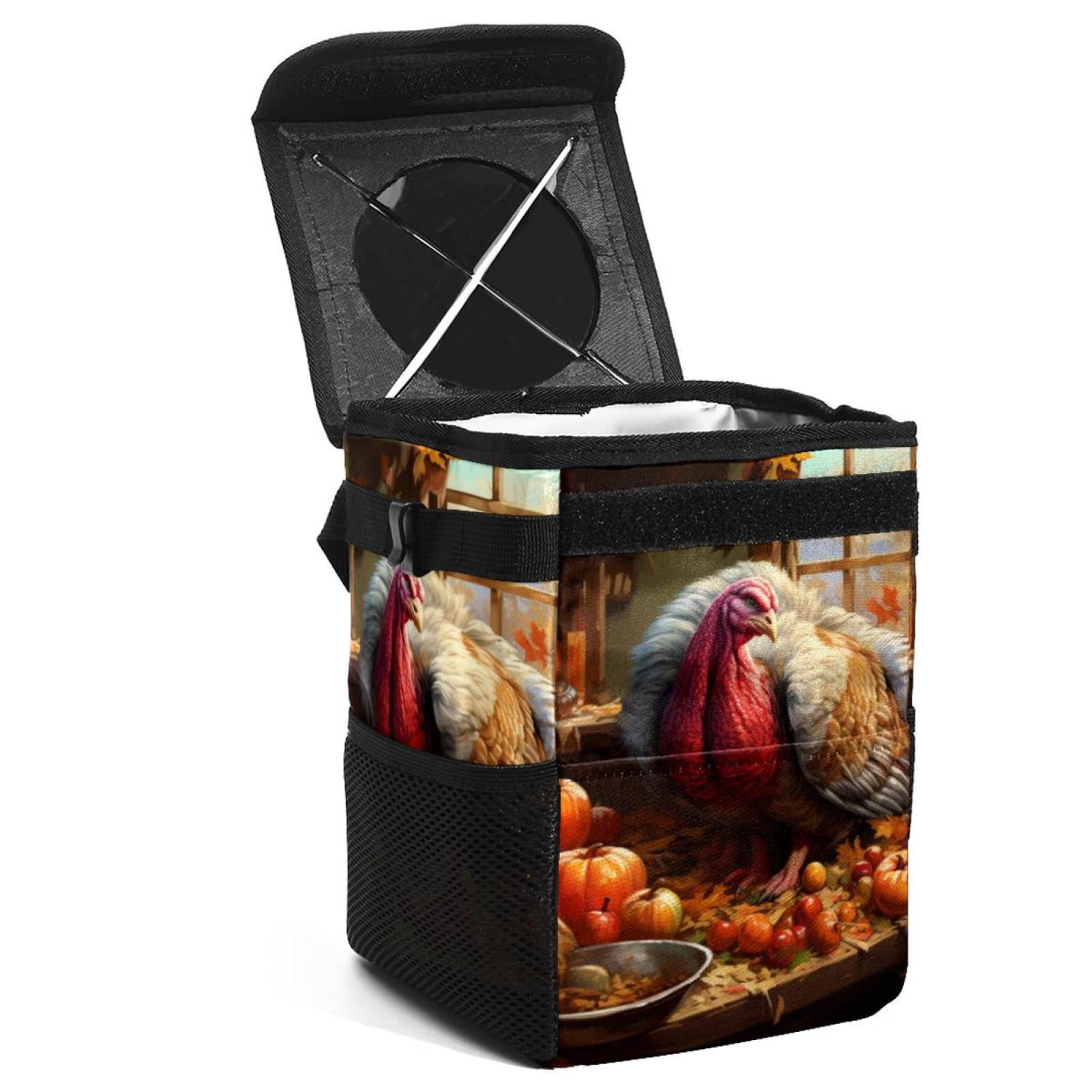 Turkey Mini Trash Can for Car: Foldable, with Lid, Leak-proof, Hanging ...