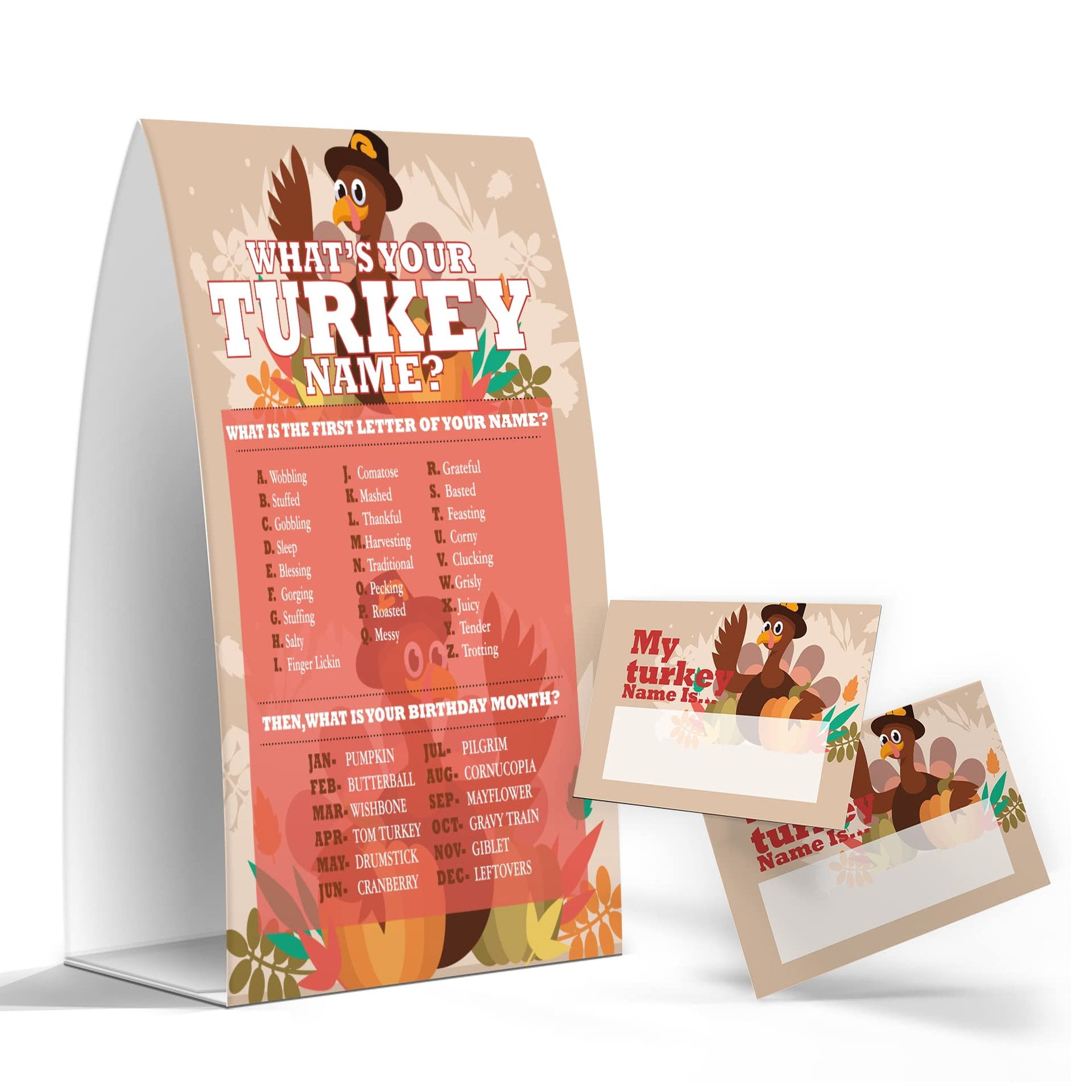Turkey Name Fun Game for Kids, Thanksgiving Classroom Activity with 1 ...