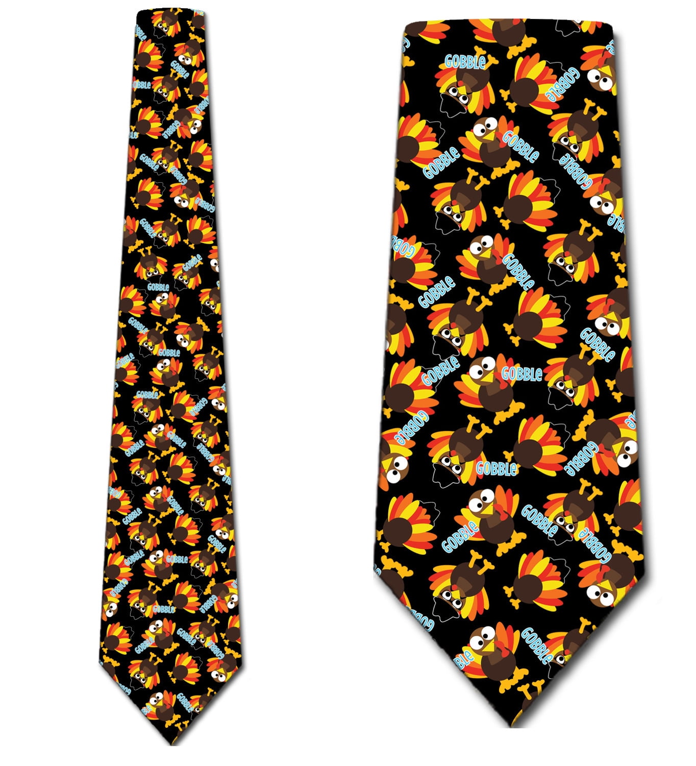Turkey Neckties Thanksgiving Ties Mens Holiday Neck Tie Black by The ...