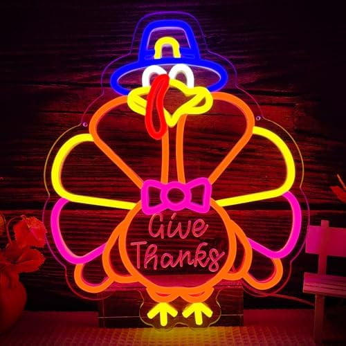 Turkey Neon Sign Thanksgiving Neon Sign dimmable Neon Turkey Light Give ...