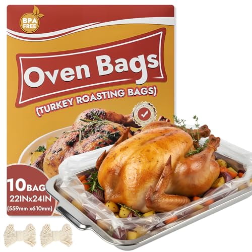 Turkey Oven Bags– 10 Pack, 22"x24" Large Roasting Bags for Oven Cooking ...