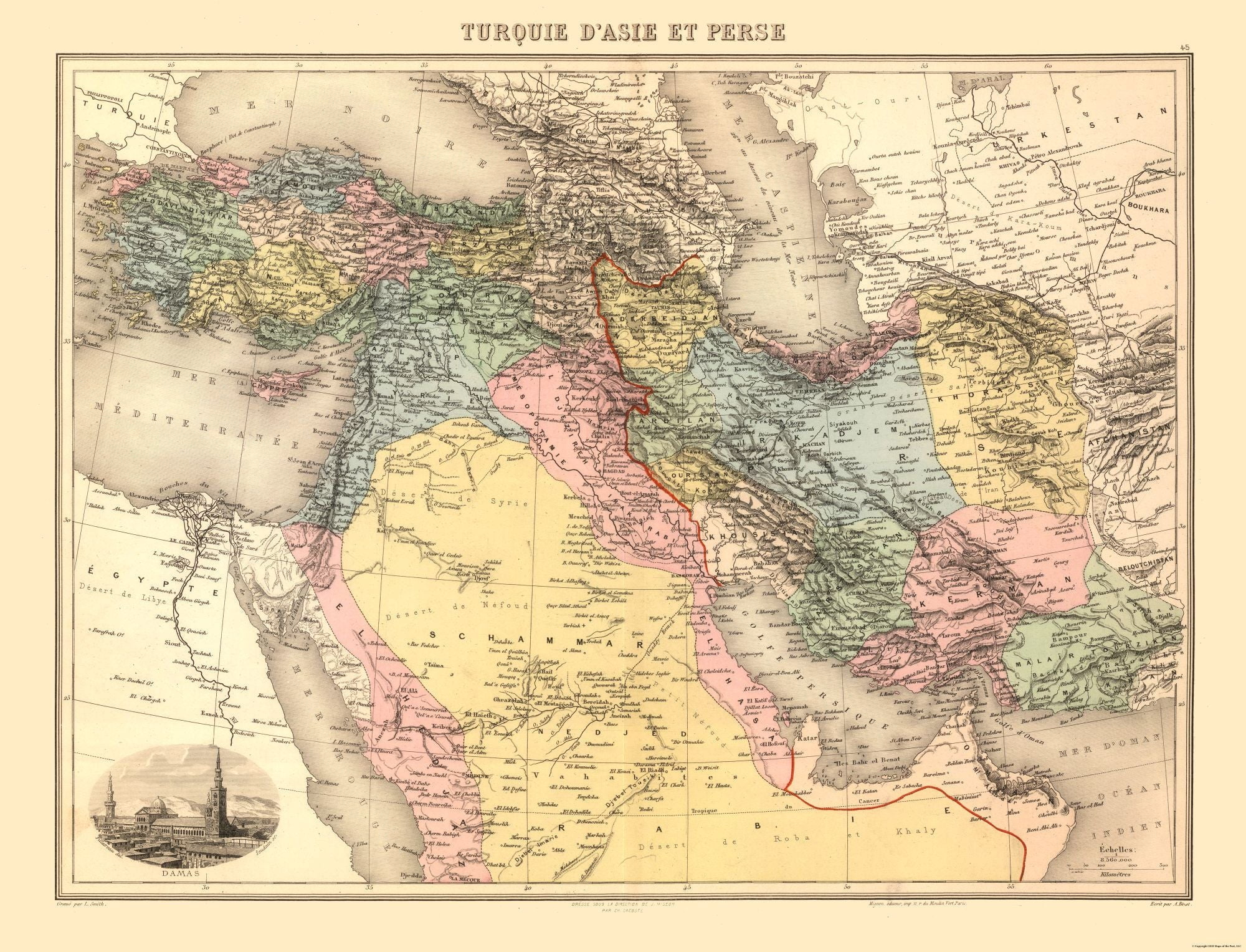 Historic Map - Turkey Persia - Migeon 1892 - 30.13 x 23 - Vintage Wall ...
