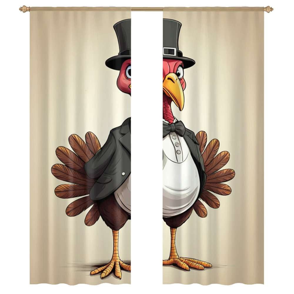 Turkey Pilgrim Costume Sheer Window Curtains for Living Room Kitchen ...