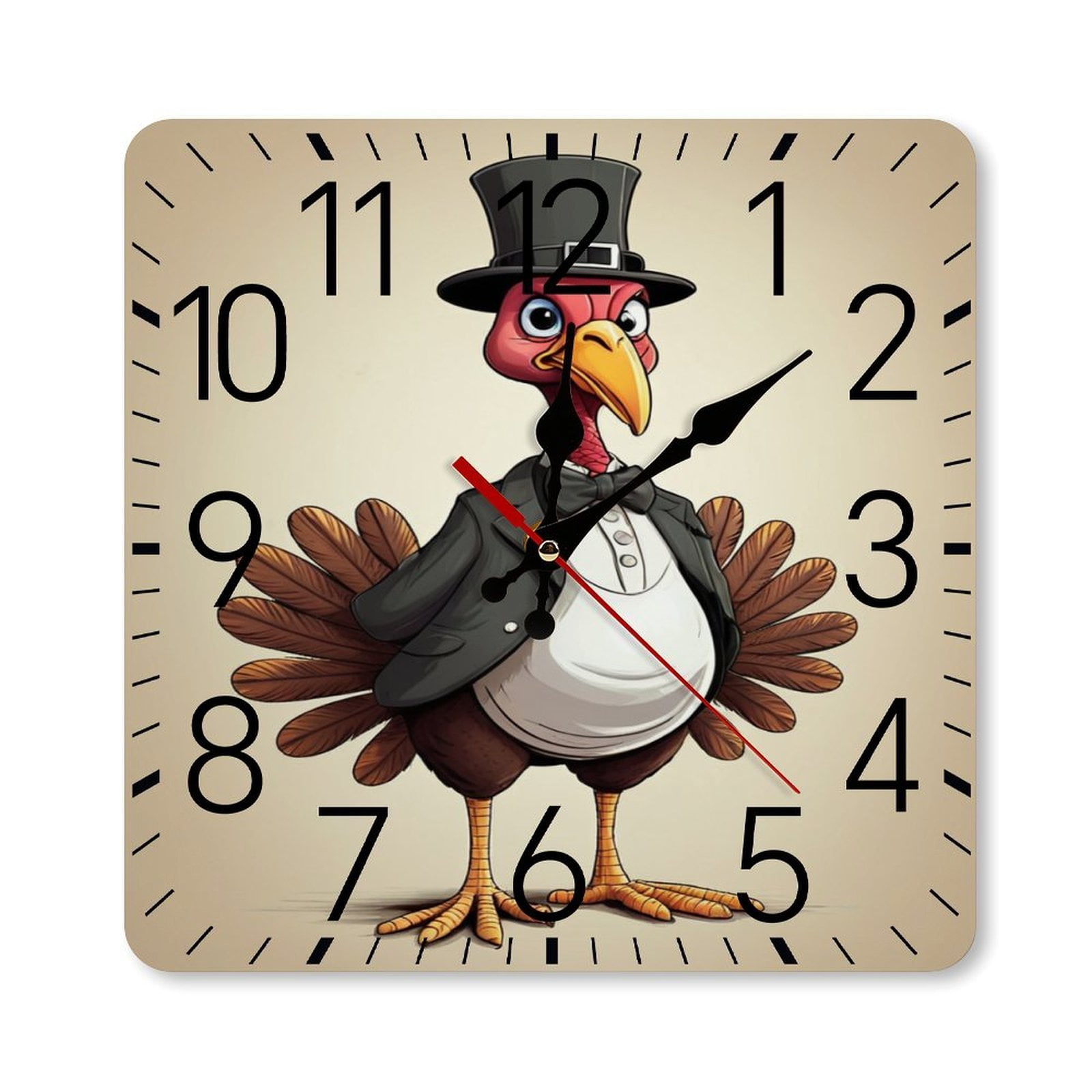 Turkey Pilgrim Costume Wall Clock Silent Non-Ticking For Home Office ...