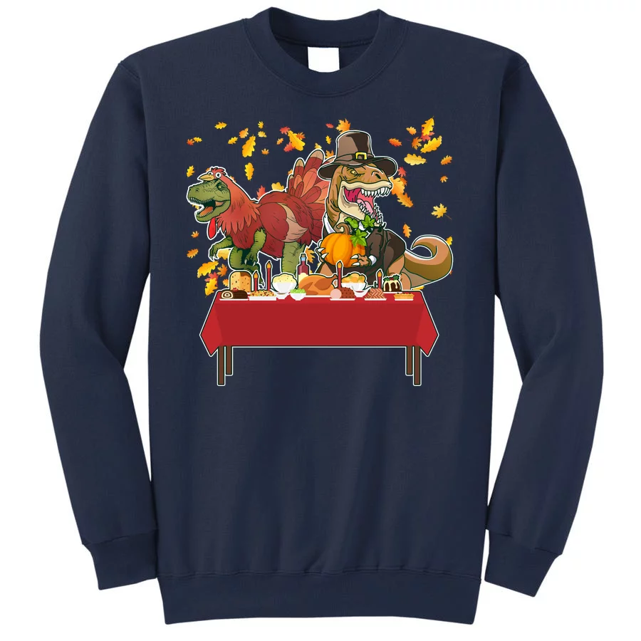 Turkey Pilgrim Dinosaurs T-Rex Funny Thanksgiving Sweatshirt - Walmart.com