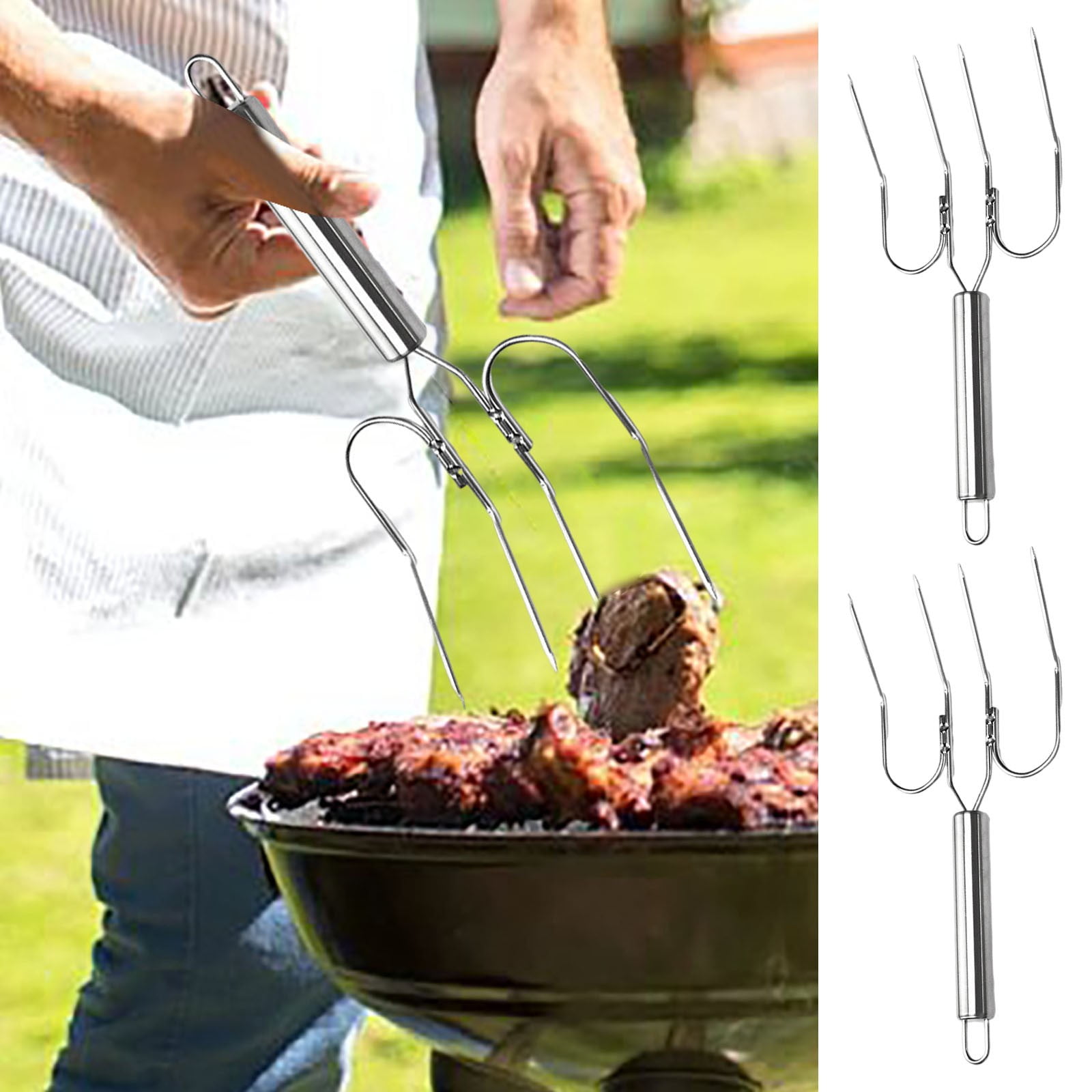 Turkey & Roast Forks Lifters Four Prong Meat Forks Stainless Steel ...