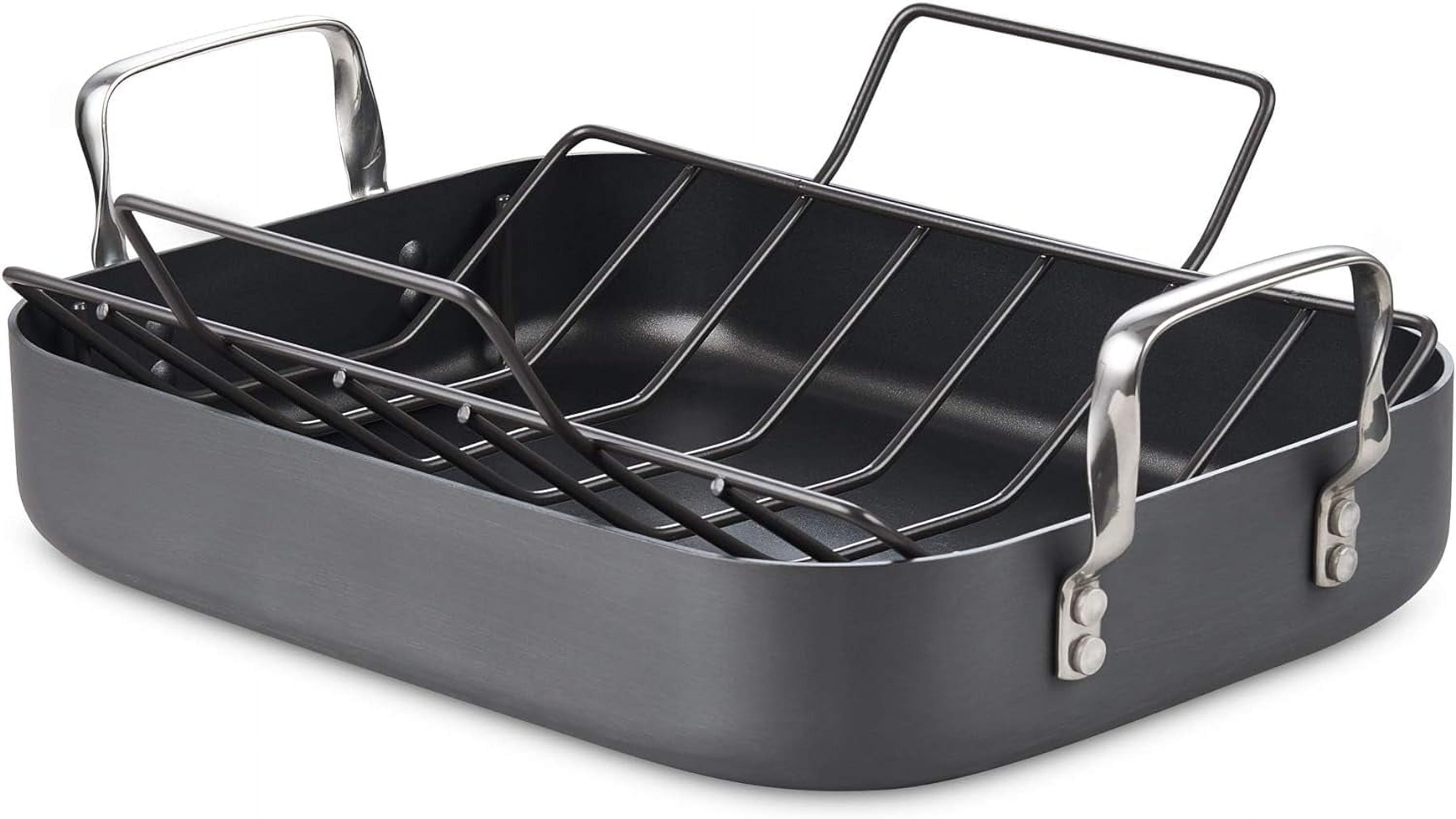 Turkey Roasting Pan with Rack, Hard Anodized Nonstick 16-Inch x 12-Inch ...