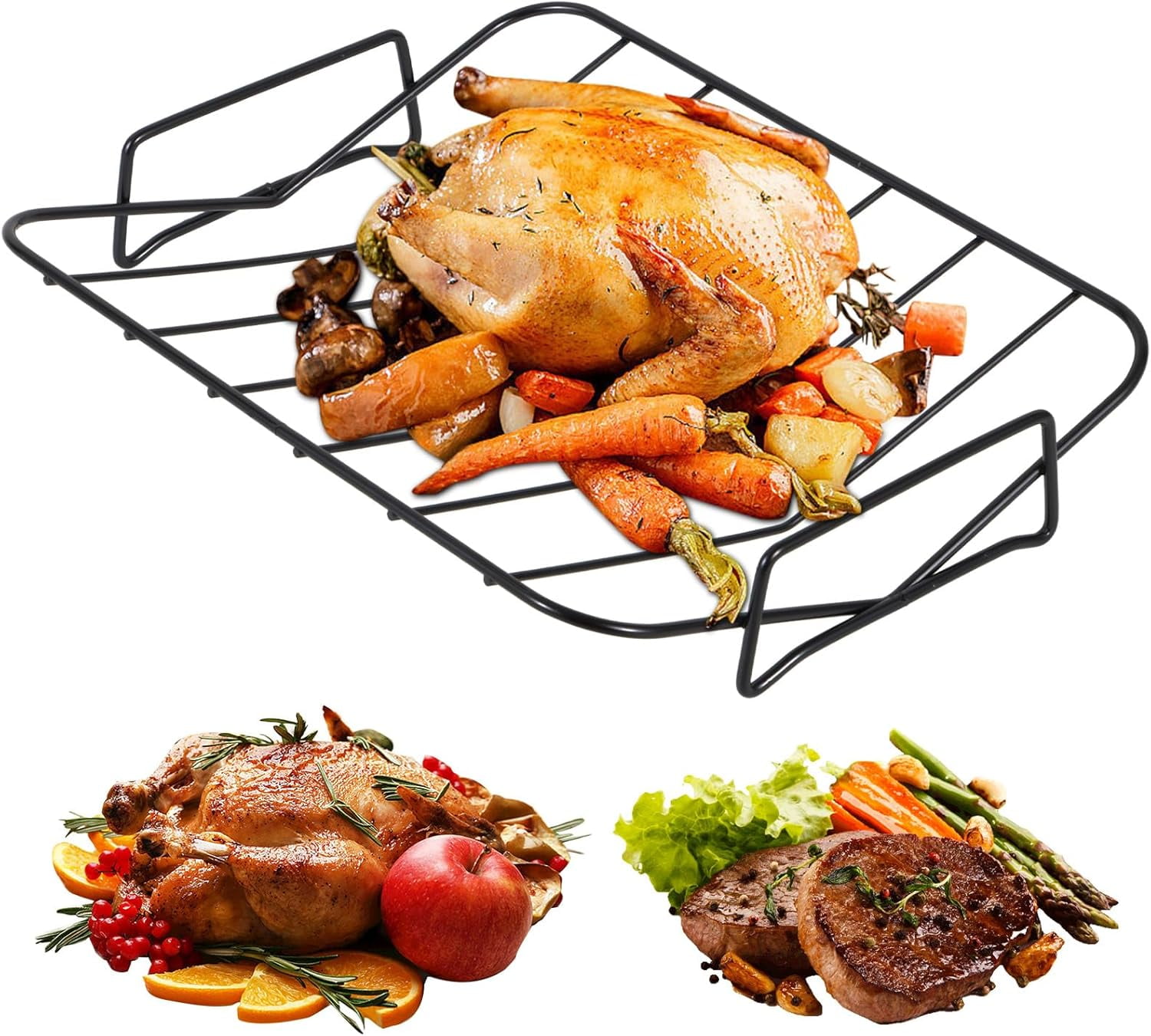 Turkey Roasting Rack, V-shaped Racks for Grilling and Smoking, 13"×10 ...