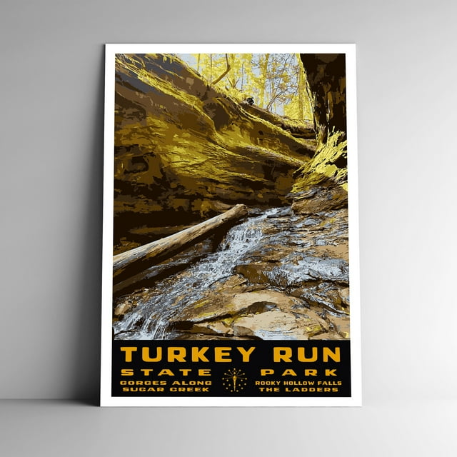 Turkey Run Indiana State Park Vintage Travel Poster / Postcard WPA ...