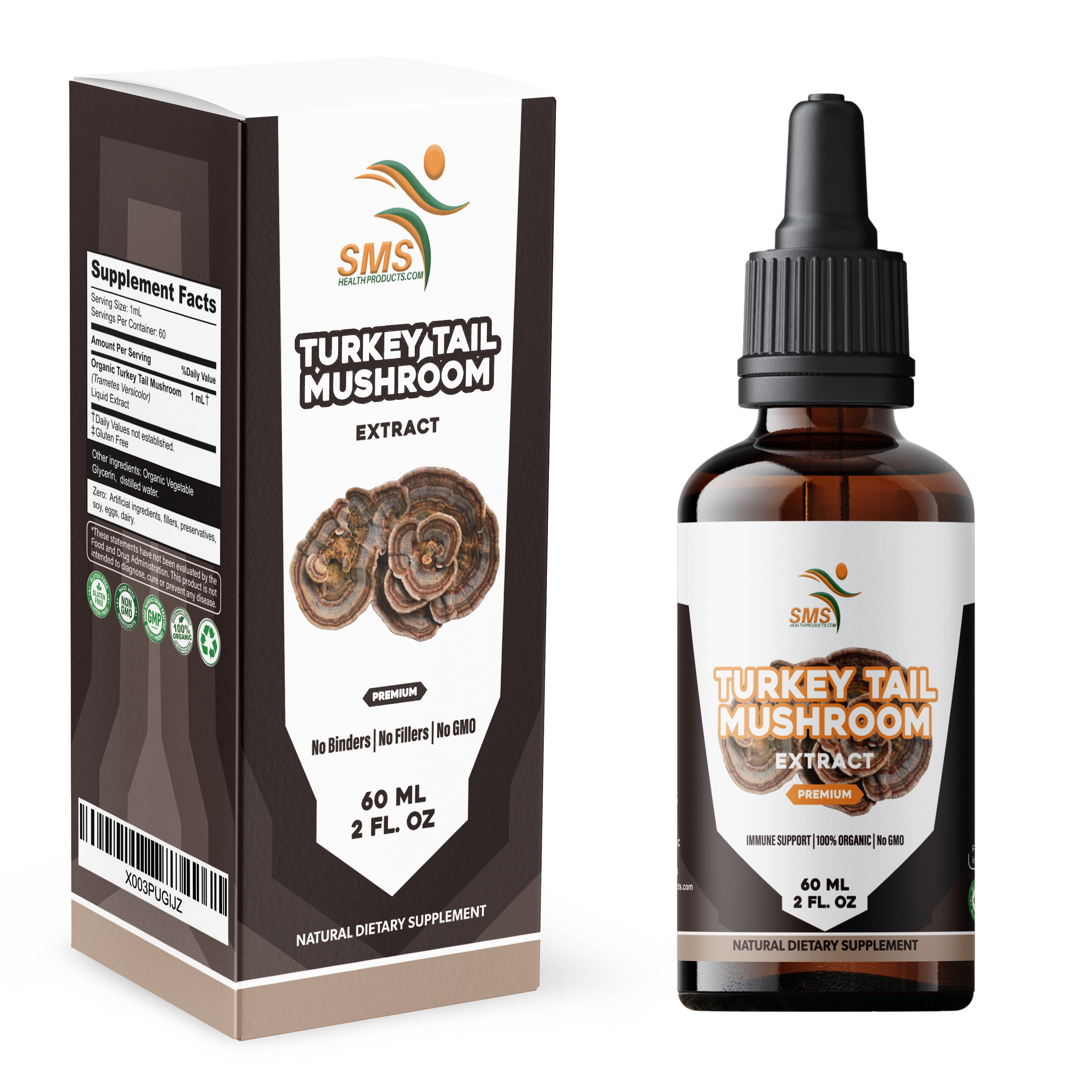 Turkey Tail Mushroom Extract Organic Non GMO Tincture Liquid Herbal ...