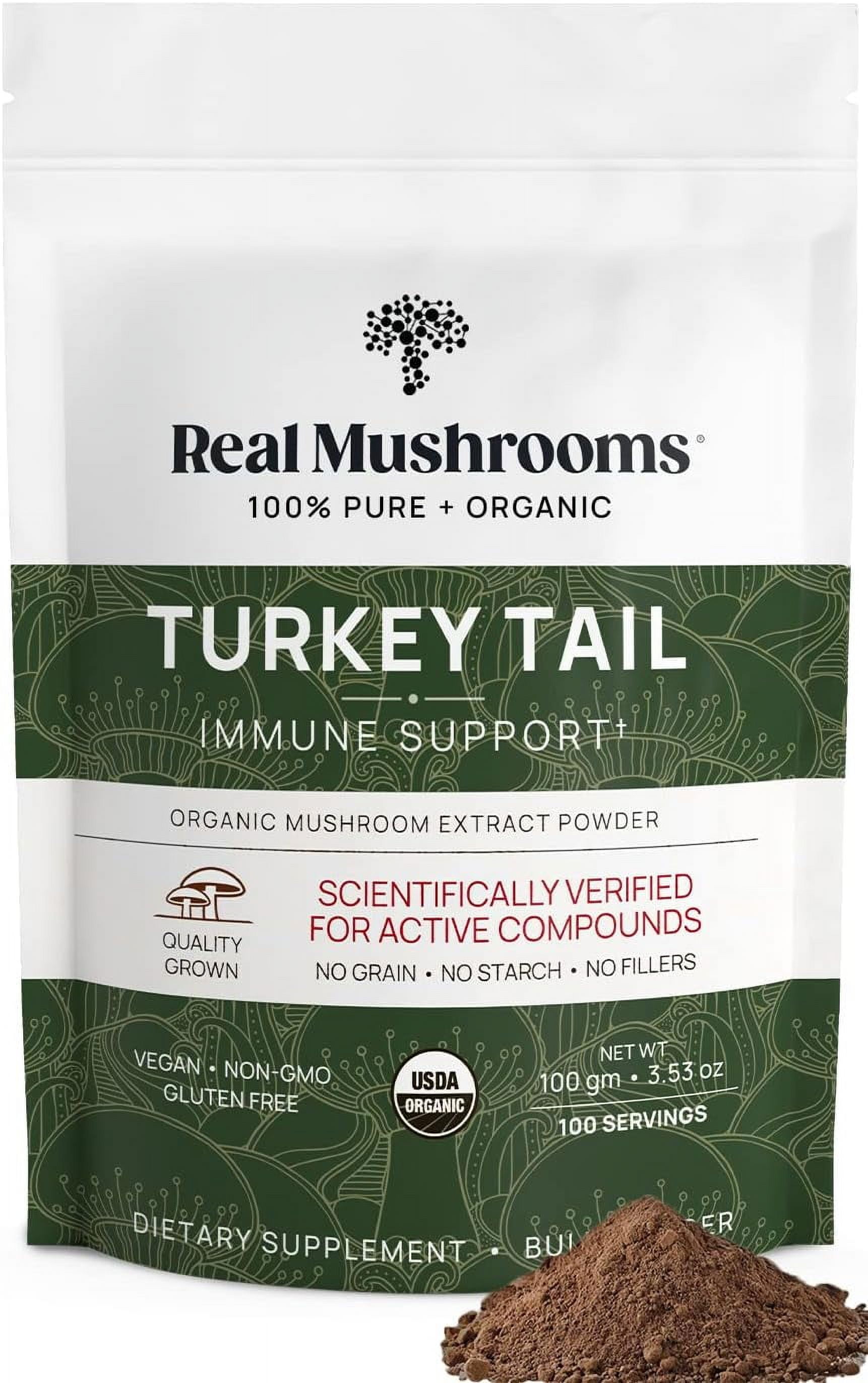Turkey Tail Powder - Organic Mushroom Supplement with Potent Turkey ...