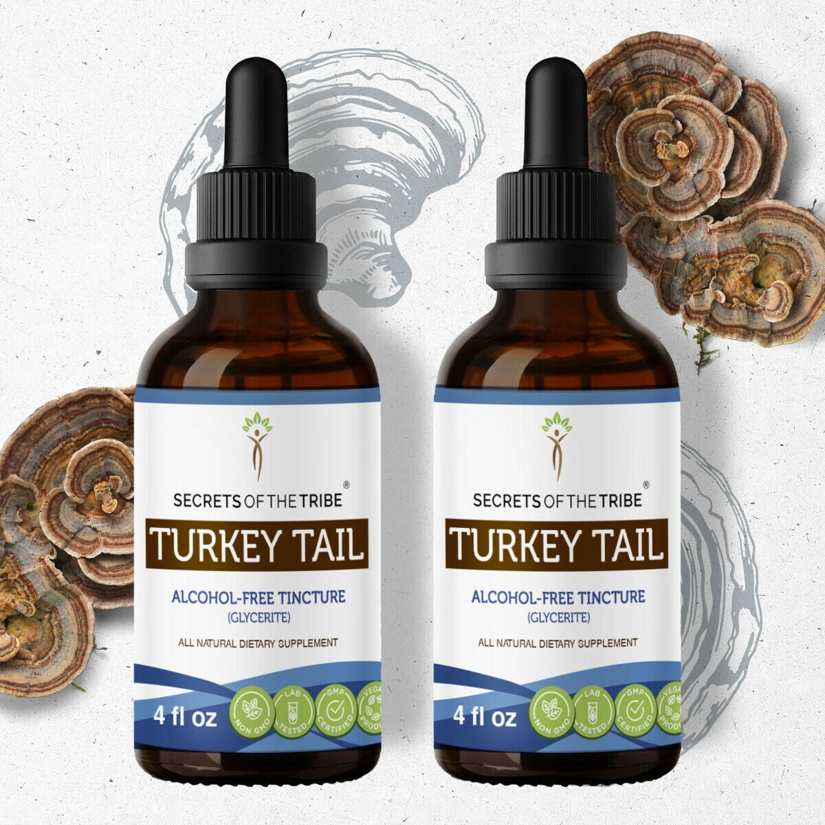Secrets Of The Tribe Turkey Tail Tincture Dietary Supplement, Natural ...