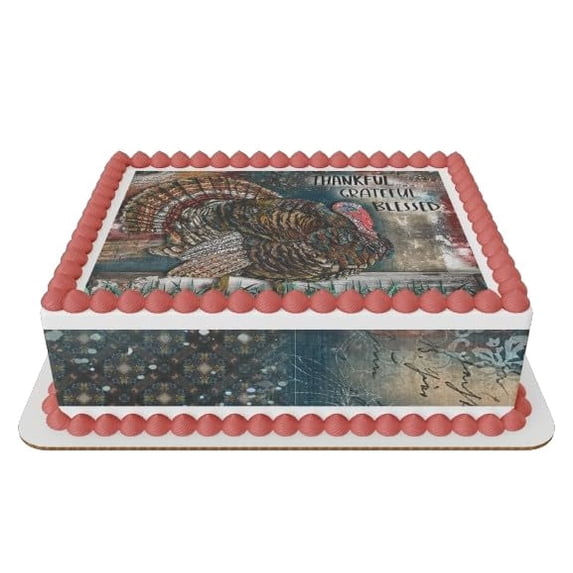 Turkey Thankfull Gratefull Blessed Thanksgiving Edible Icing Sheets ...