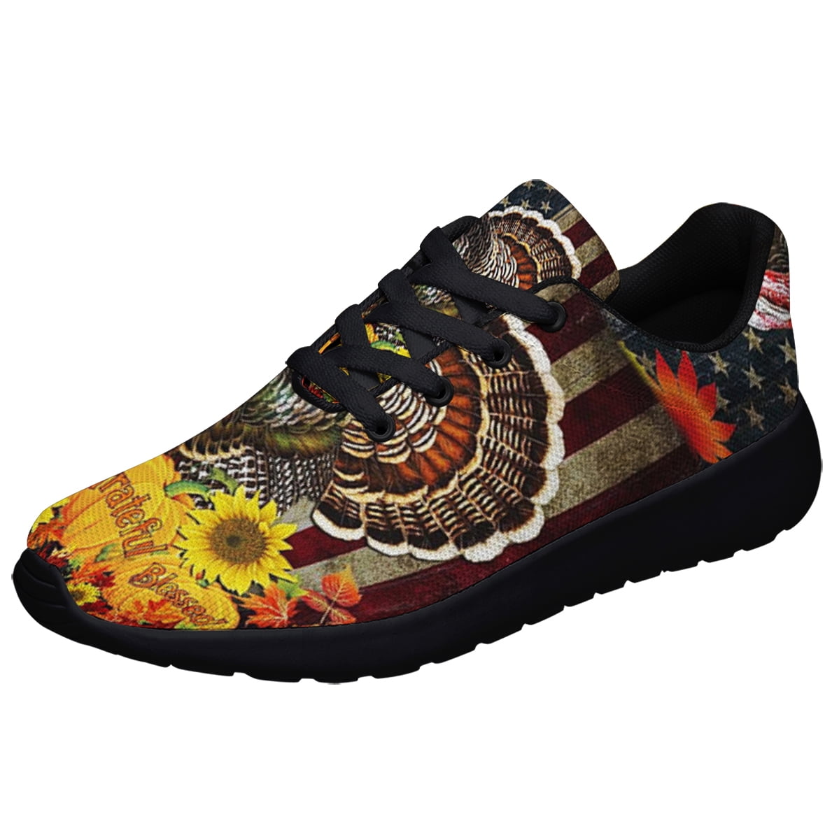 Turkey Thanksgiving America Shoes Sneakers for Women Men Black Size 10 ...
