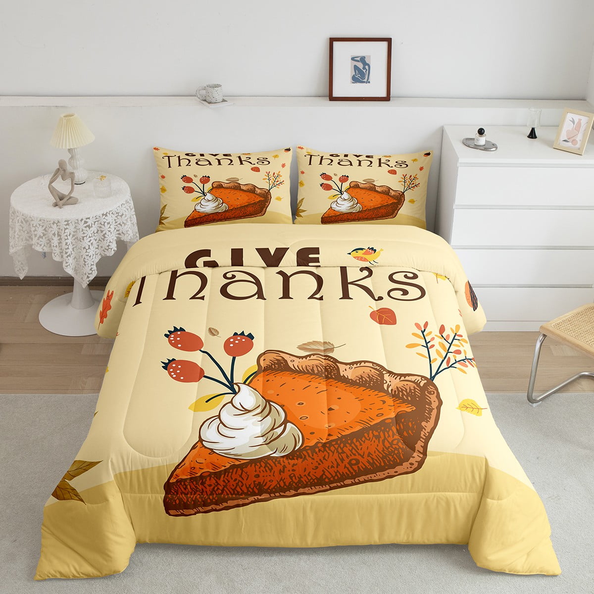 Turkey Thanksgiving Comforter Set For Kids, Autumn Harvest Bedding Set ...