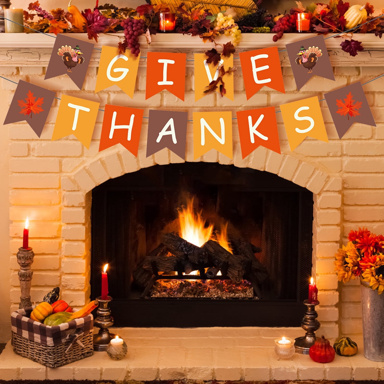 Turkey Thanksgiving Maple Leaf Decoration Banner, 14-Card ...