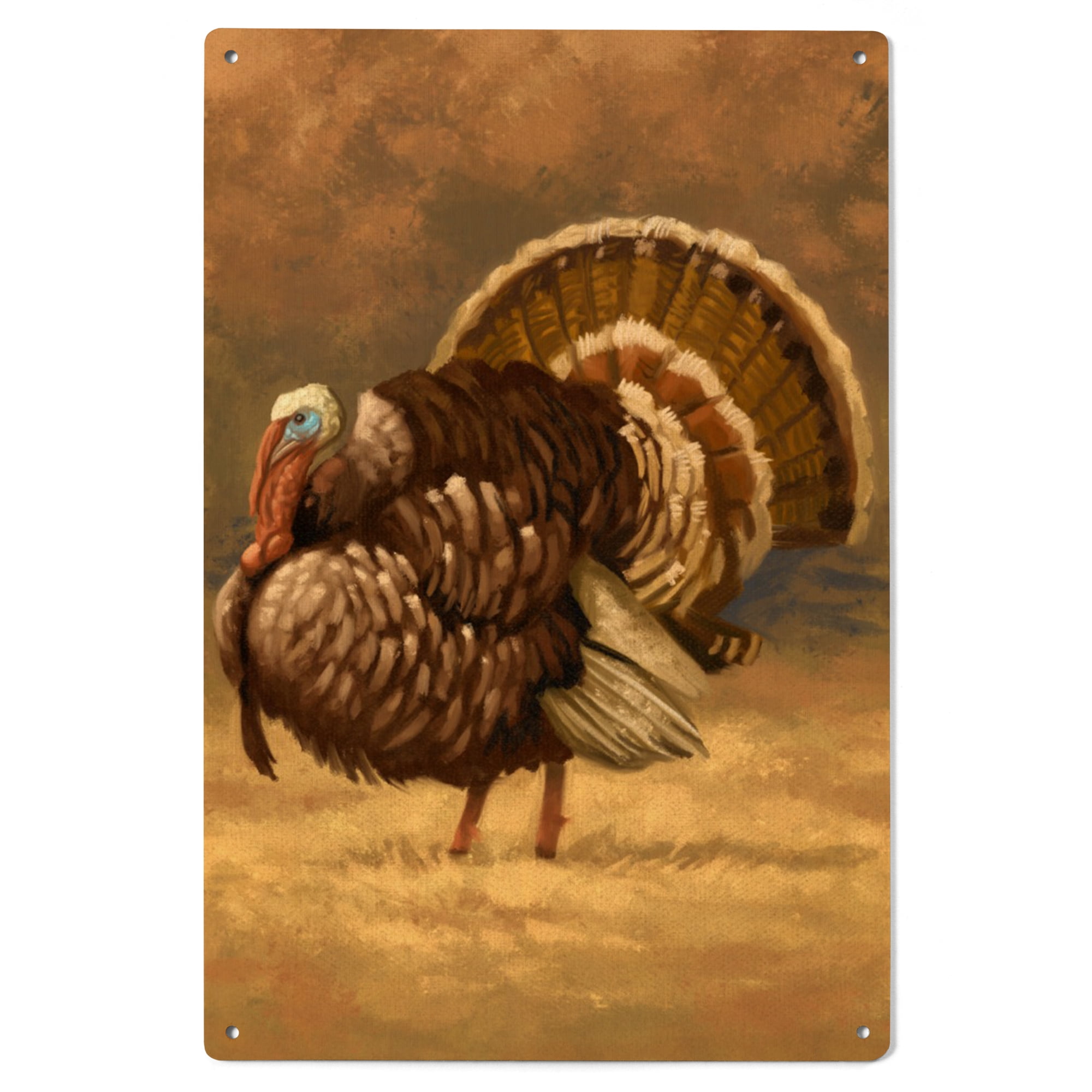 Turkey, Thanksgiving Oil Painting Birch Wood Wall Sign (6x9 Rustic Home ...