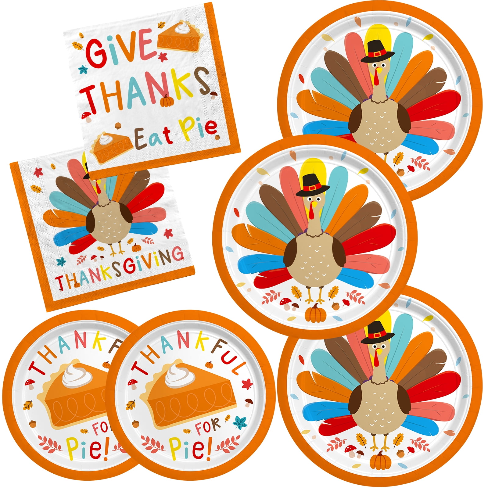 Turkey Thanksgiving Party Supplies Kit for 50 Guests - Complete Autumn ...