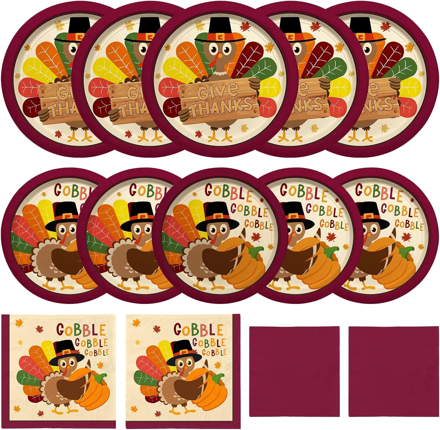 Turkey Thanksgiving Party Supplies Kit, Autumn Disposable Dinnerware ...