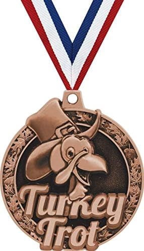 Turkey Trot Medals - 2" Turkey Trot Diecast Thanksgiving Medals Great ...