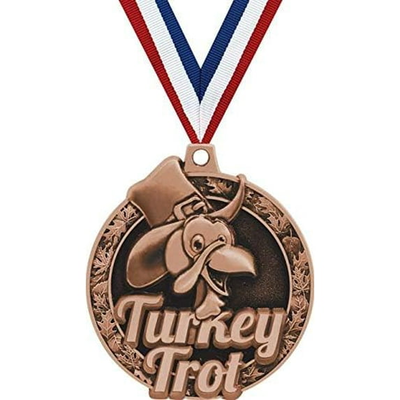 Turkey Trot Medals - 2" Turkey Trot Diecast Thanksgiving Medals Great ...