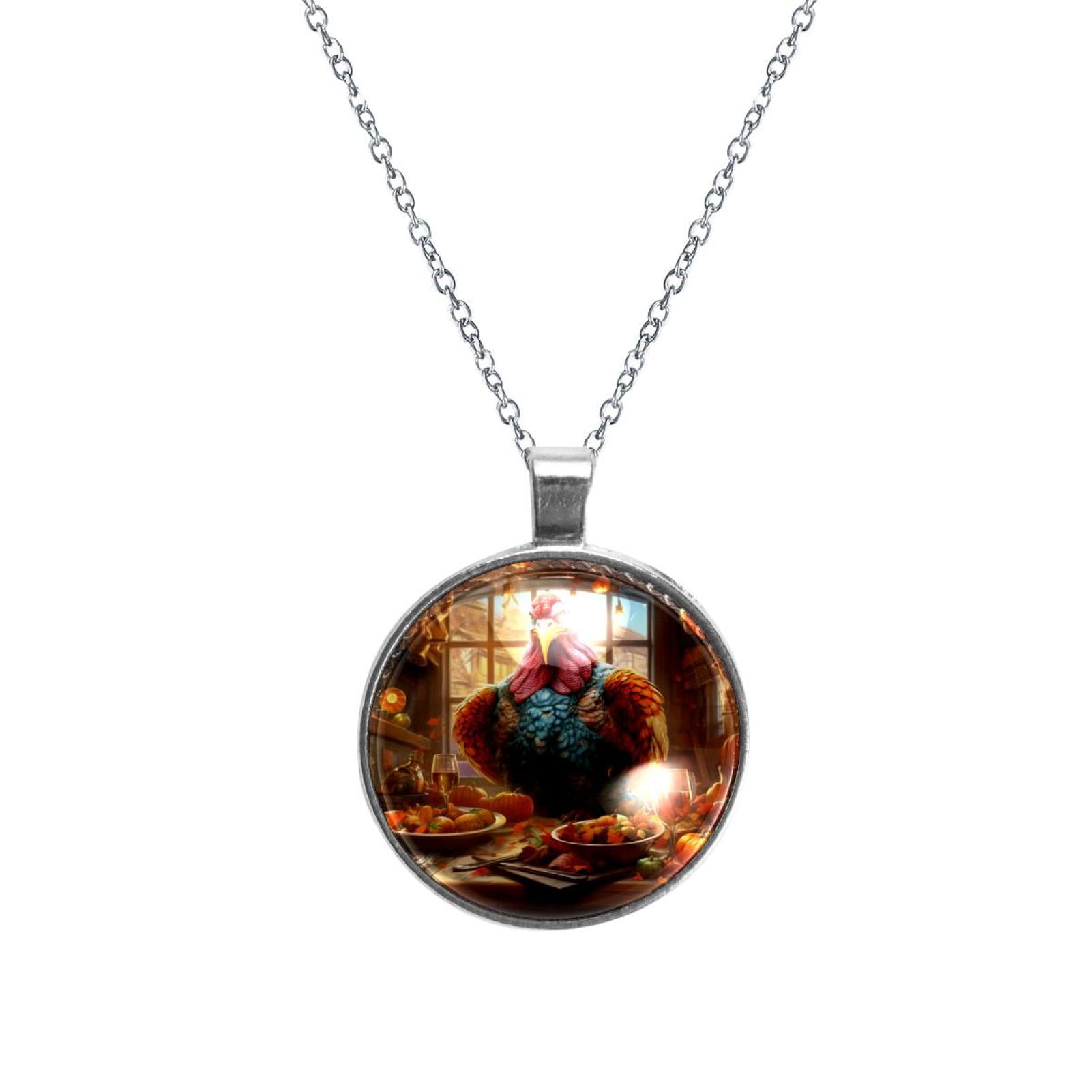Turkey Women's Glass Design Circular Pendant Necklace - Sparkle and ...