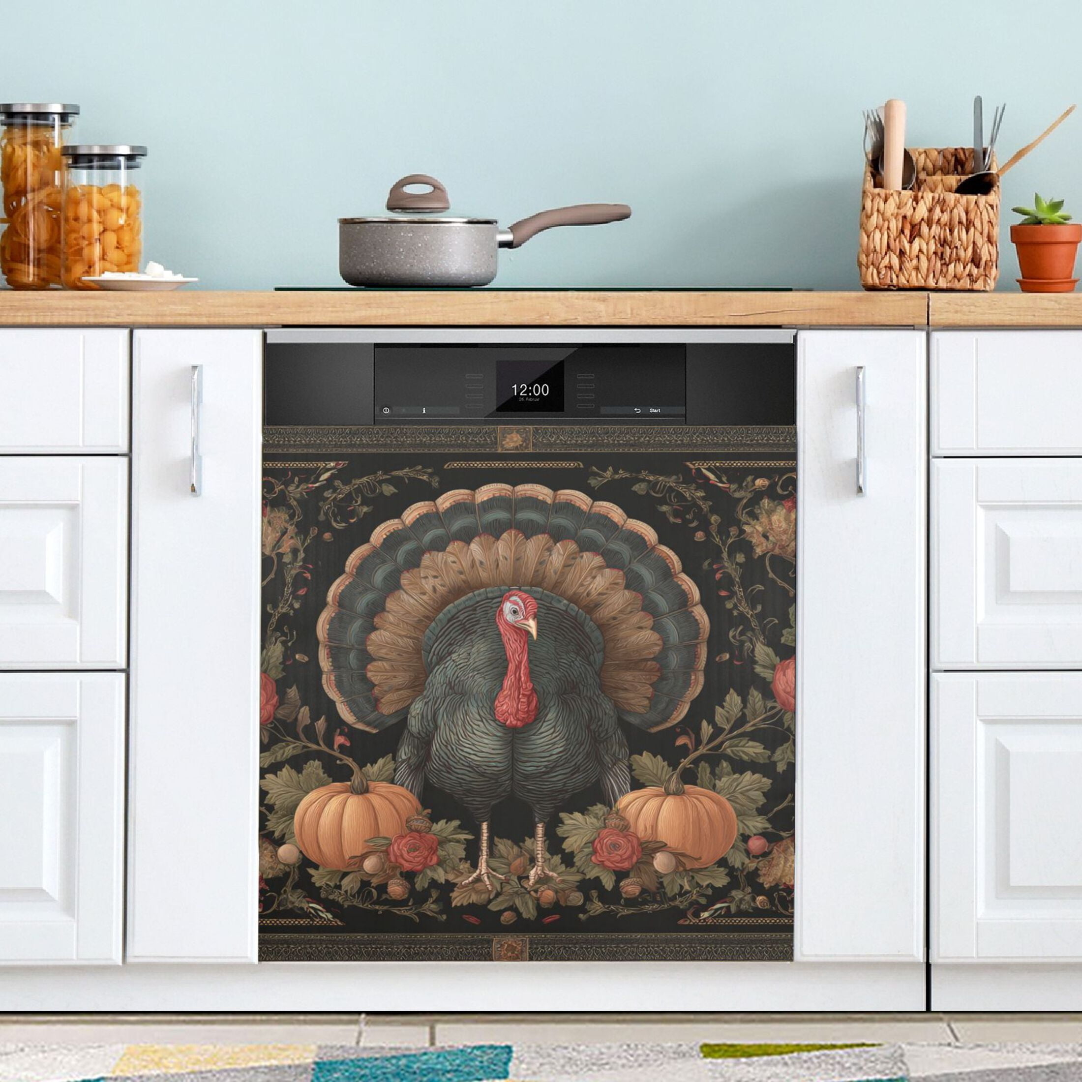 Turkey in The Frame Thanksgiving Vintage Painting Dishwasher Magnet ...