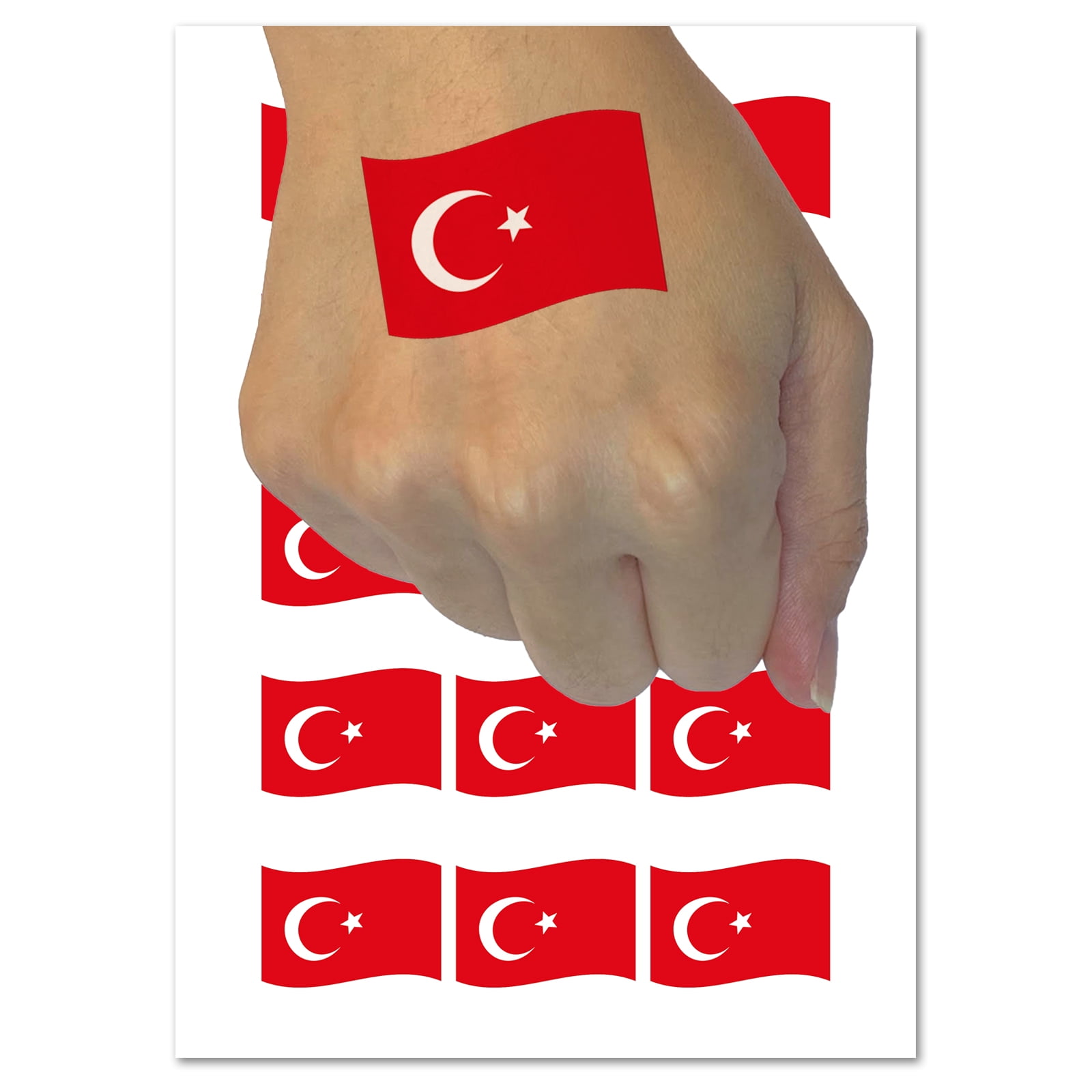 Turkey with Waving Flag Cute Water Resistant Temporary Tattoo Set Fake ...
