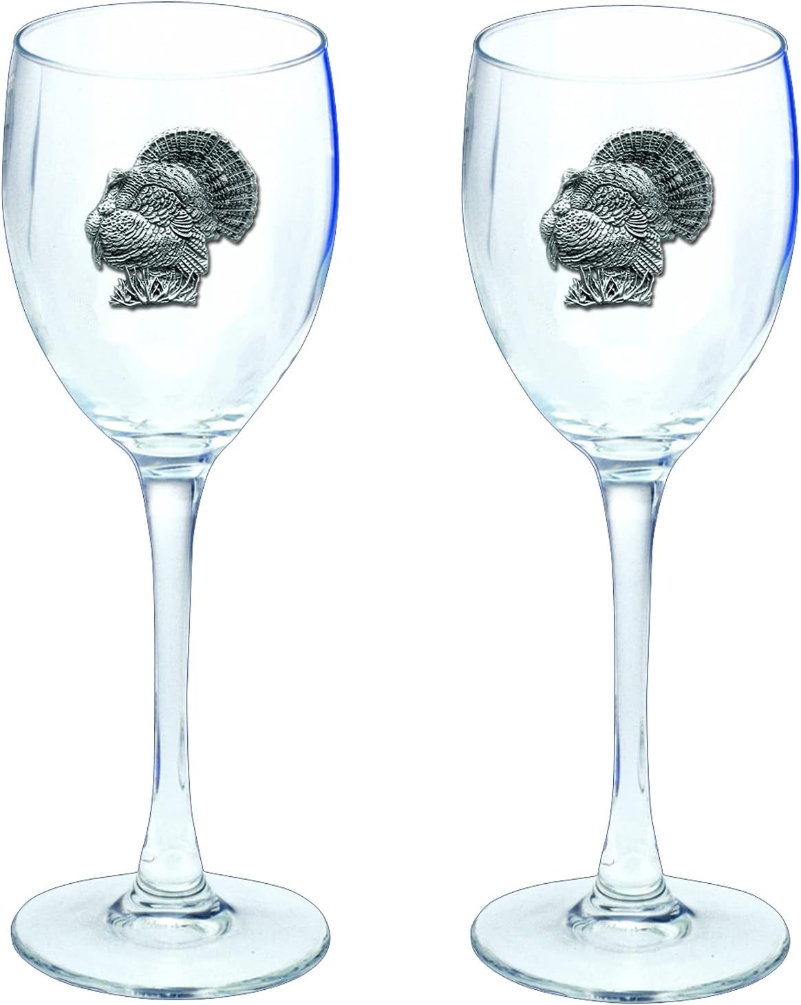 Turkeys Glass Goblets – Set of 2 | 12 OZ Goblet Wine Glasses | Expertly ...