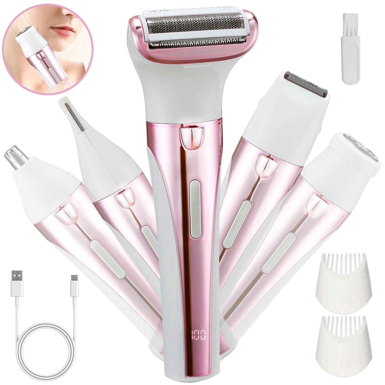 TURKIO 5-in-1 Rechargeable Electric Razor, Cordless Shaver for Face ...